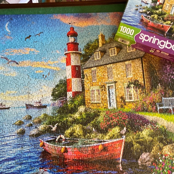Springbok | Games | Springbok 00 Pc Puzzle Lighthouse Stone House Ocean ...